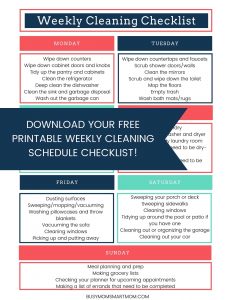 Weekly Cleaning Schedule for Busy Moms (Keep Your Home Clean With ...