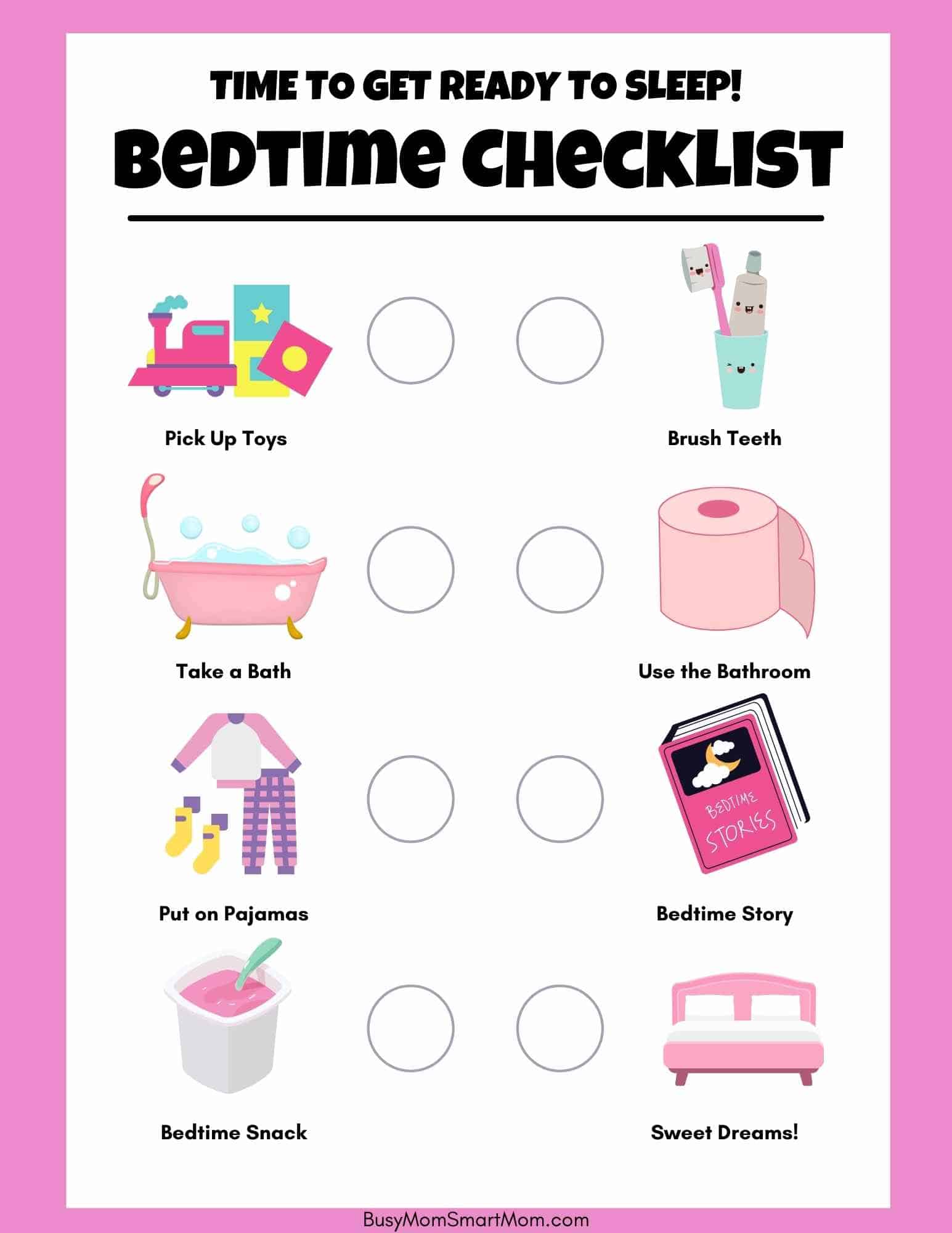 Free Bedtime Routine Chart (5 Cute Printable Bedtime Charts for Kids ...