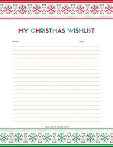 Christmas Wish List Printable (4 Free Santa Wish List Templates for ...