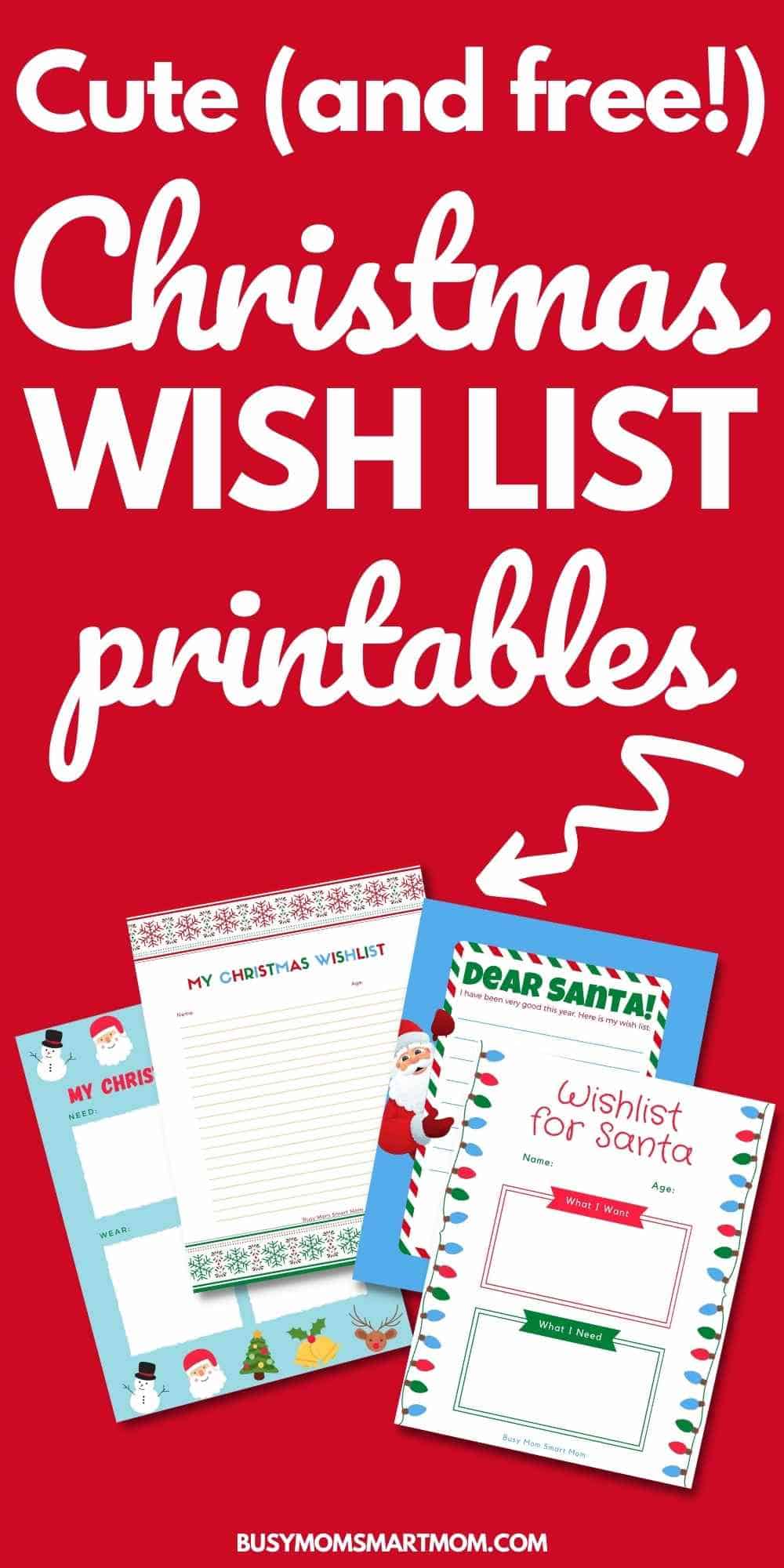 Christmas Wish List Printable (4 Free Santa Wish List Templates for ...
