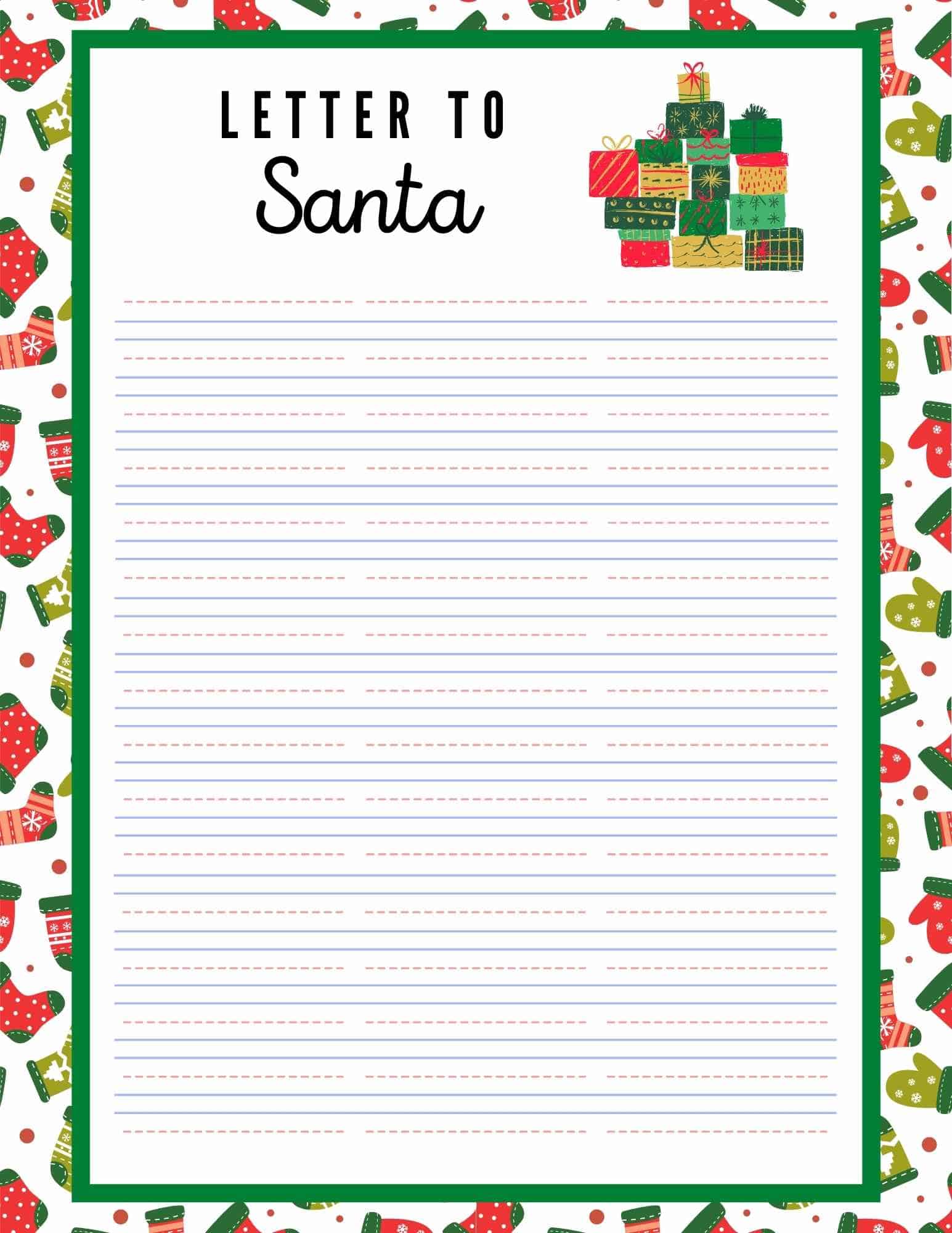 Letter to Santa Template (6 Cute + Free Printable Dear Santa Letters ...