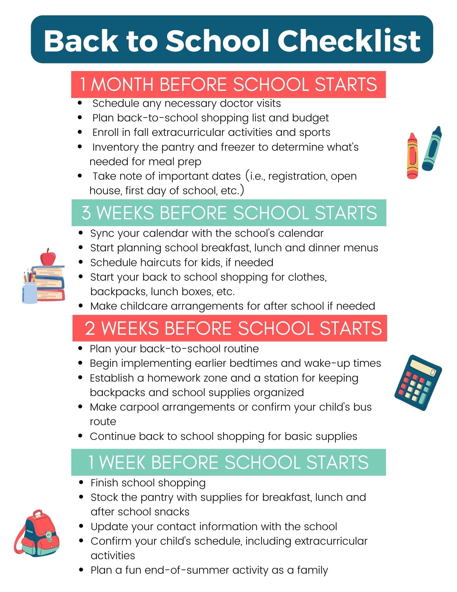 Back to School Checklist for Parents 2022 [Free Printable] - Busy Mom ...
